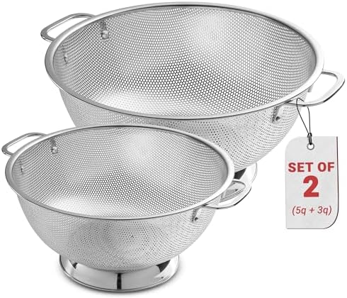 Amazon.com: P&P CHEF Colander Set of 3, Stainless Steel Micro ...