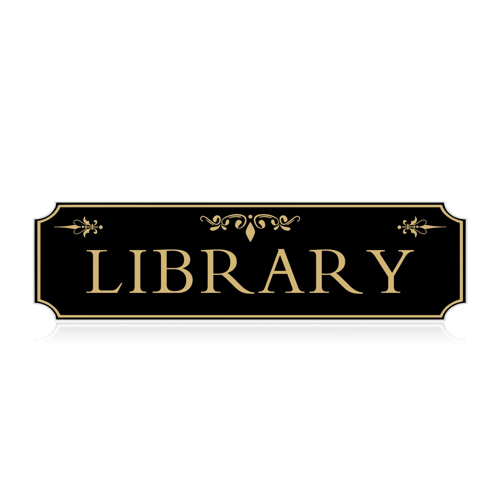 Amazon.com : Library Sign for Door Black & Gold Acrylic, 12.5"x4.45 ...