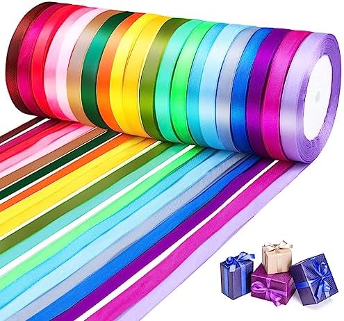 Ruban Satin, 12 Couleurs 6mm x 22m Ruban Tissu pour Bricolage Art ...