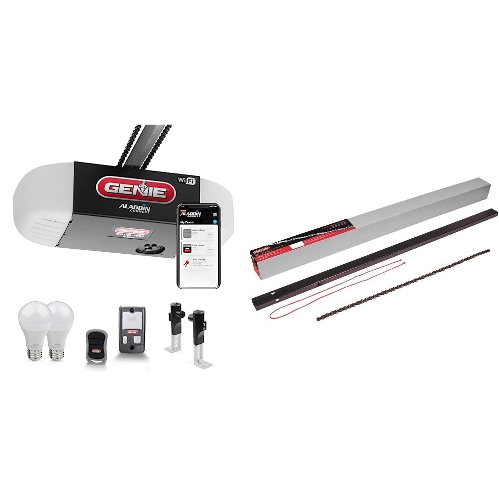 Genie Chain Glide Connect Essentials Smart Garage Door Opener + 8ft ...