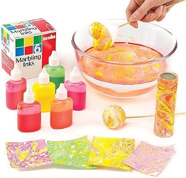 Scola Fluorescent Marbling Ink (Pack of 6) - Marbling Kit - Ink - Adult ...