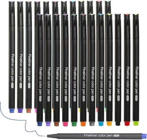 Fineliner Pens, Set of 24 Fineliners, 0.4 mm Tips Fine Point Markers ...