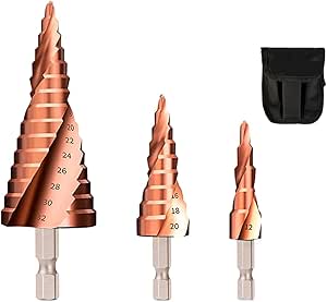 XMEIFEITS Step Drill Step Cone Drill 1/4 Shank TiCN Coated Stepped ...