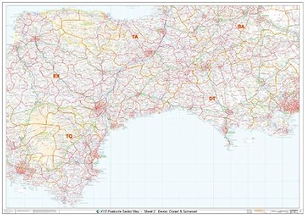 Amazon | Devon, Dorset and Somerset Sectors (Postcode Sector Map) | World