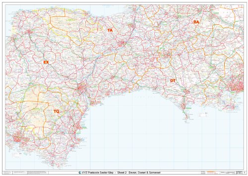 Devon, Dorset and Somerset Sectors: 02 (Postcode Sector Map): Amazon.co ...