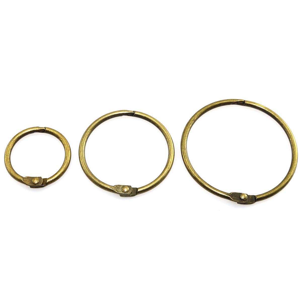 Lind Kitchen 50pcs 1" 1.5" 2" Bronze Book Ring Assorted Kit Metal Loose ...