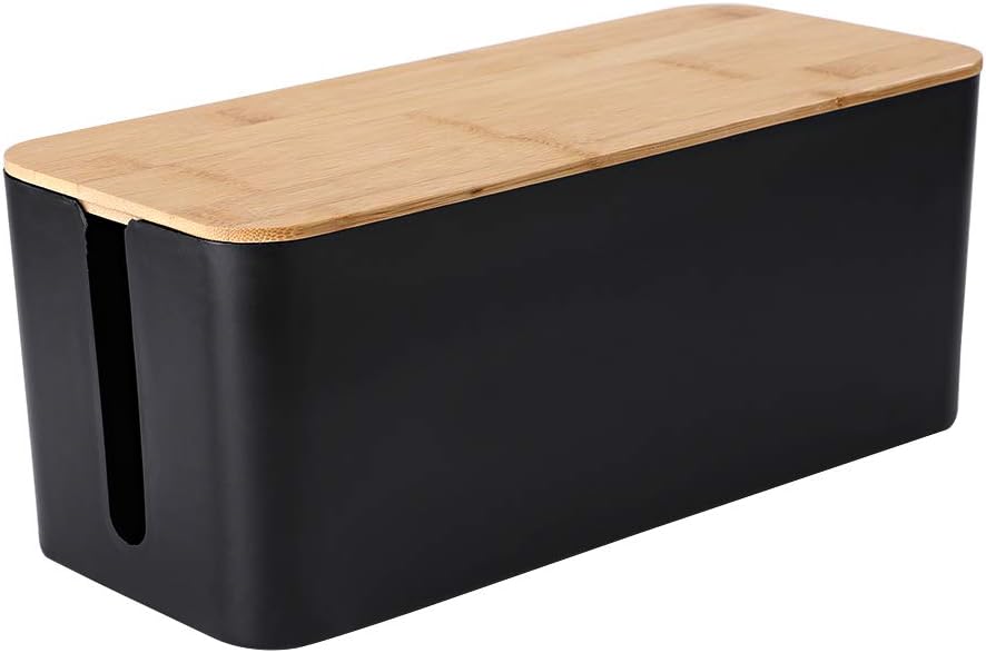 2 Pack Large Cable Management Box – Wooden Style Cord Organizer Box and ...