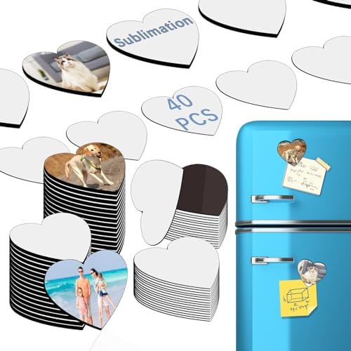 Amazon.com: 80PCS Sublimation Magnet Blanks Hearts Bulk Produnts 40 Pcs ...