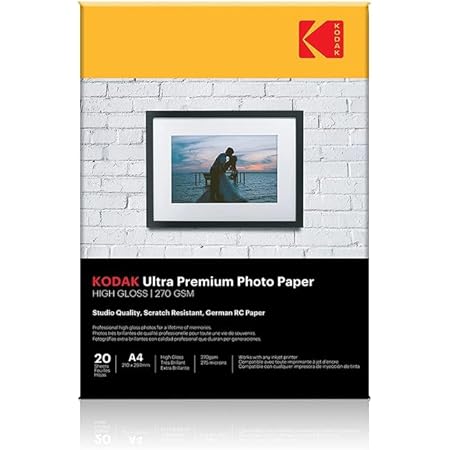 Kodak 270 GSM A4 210x297mm Photo Paper High Glossy, White (KPP(a4)270 ...