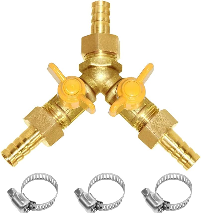 Amazon.com: Refuuch 3 Way Shut Off Valve, 3/8" Hose Barb 2 Switch Brass ...