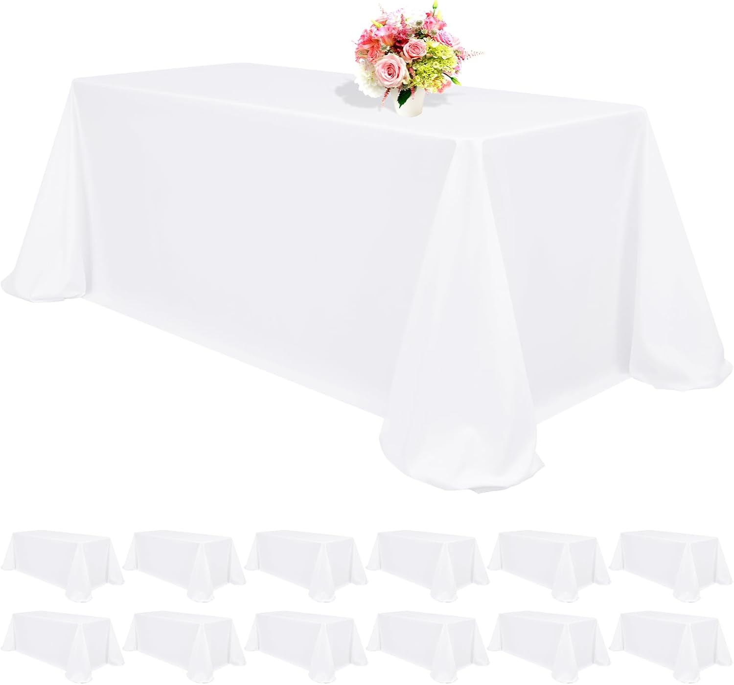 Amazon.com: 12 Pack White Tablecloths for 8ft Rectangle Tables 90 x 156 ...