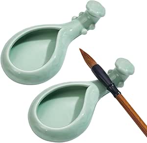 Amazon.com : WEBEEDY 2pcs Ink Stone Ceramic Ink Tray Chinese Lute Pipa ...