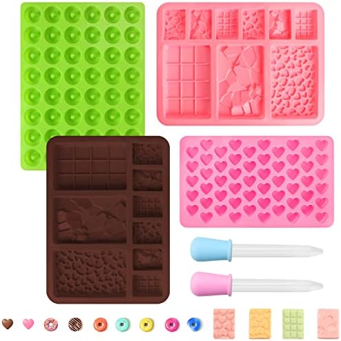 4 Pcs Silicone Chocolate Molds, Gummy Candy Molds No-Stick Mini Donut ...
