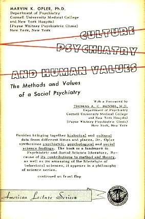 Culture, psychiatry and human values: Amazon.co.uk: Opler, Marvin K ...