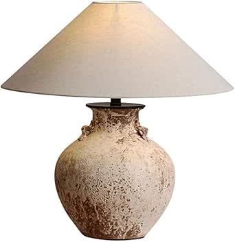 MAIYO Rustic Country Ceramic Stoneware Table Lamp, Farmhouse Rough ...