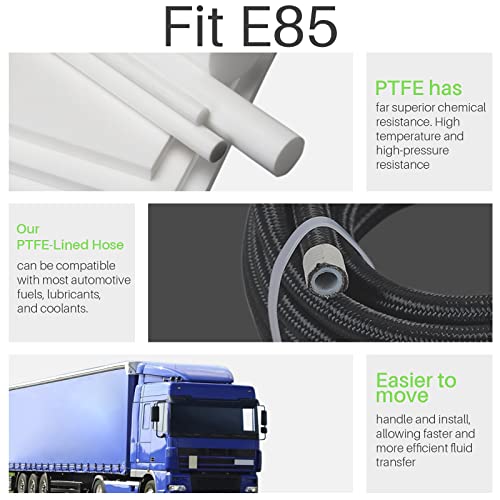 Snapklik.com : 8AN 1/2 PTFE E85 Hose Braided Fuel Line Fitting Kit 20FT ...
