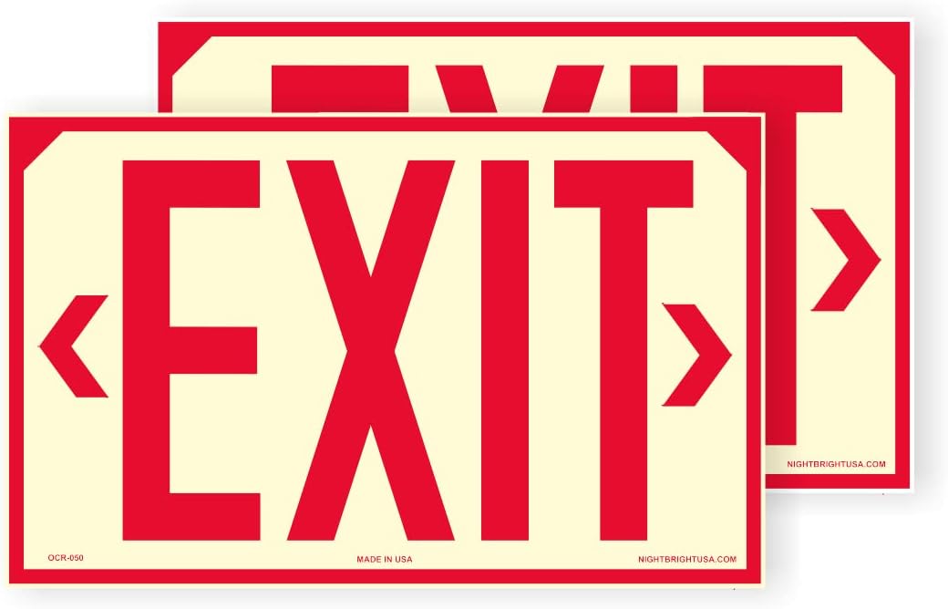 Amazon.com: OSHA Photoluminescent Exit Sign | Pack of 2 | UV Inks on ...