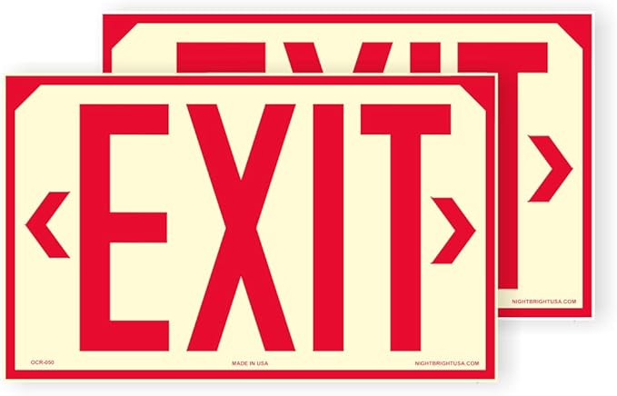 Amazon.com: OSHA Photoluminescent Exit Sign | Pack of 2 | UV Inks on ...