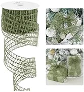 Amazon.com: HUIHUANG Green Burlap Wired Ribbon 2.5 inch Moss Green ...
