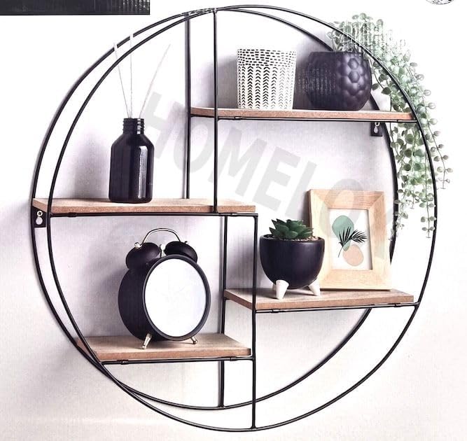 Floating Shelving Wall Shelf Small Round Wooden Shelf Storage for Home ...