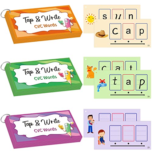 Buy 126 Cards Tap and Write CVC Words Flash Cards Laminated Tracing ...