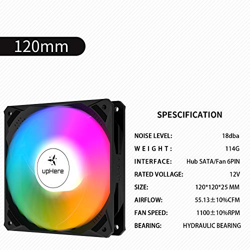 Snapklik.com : upHere 120mm Case Fan,6 Pack LED Cooling PC Fans,5V ARGB ...