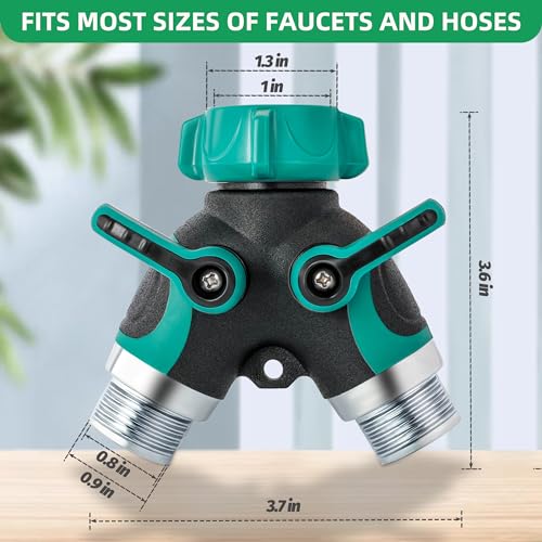 Hose Splitter 2 Way 3/4 Inch Faucet Y Connector With Shut Off Valve ...