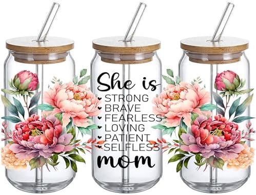 Amazon.com: Wildflowers UV DTF Glass Cup Wrap Transfer - Sublimation ...