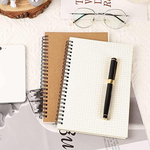 INNAXA 2 Pack A5 Grid Spiral Notebook, Kraft Cover 5mm Square Grid ...
