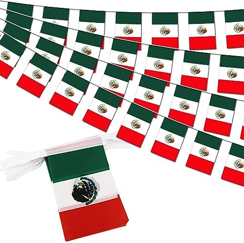 Amazon.com : MacLand 30 PCS Mexico Flag String,32 FT Mexican Bunting ...
