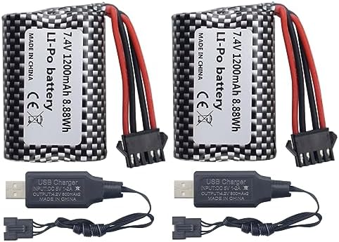 Amazon.com: Fytoo 2PCS 7.4V 1200mah Li-ion Battery with USB Charging ...