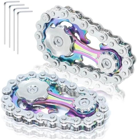 Amazon.com: 2 Pack Classic Silver Bike Chain Metal Fidget Spinners for ...