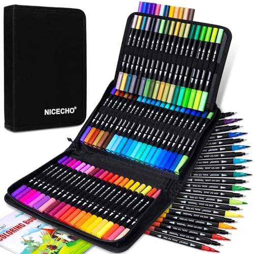 Amazon.com : AEDAGA 100 Colors Numbered Dual Tip Brush Pens with Free ...
