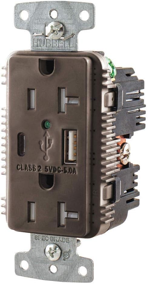 Hubbell USB20AC5 20 Amp 125V USB Charging Receptacles, Brown - - Amazon.com