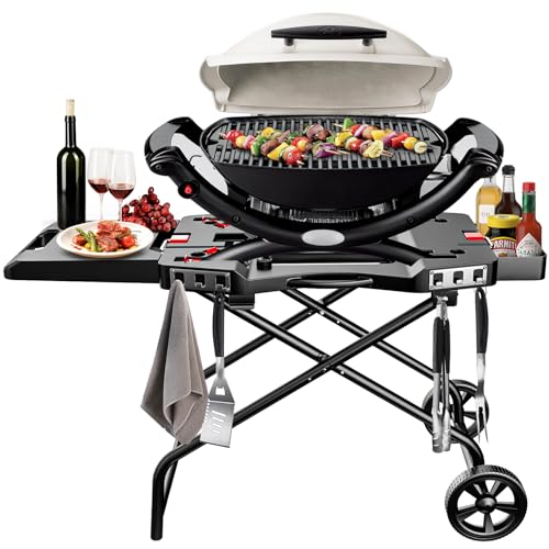 Hisencn Portable Grill Cart with Wheel for Weber Q1200, Q1000, Q2200 ...