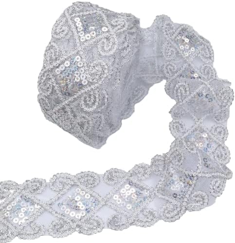 Amazon.com: levylisa 10 Yards Beaded Lace Trim Sequins Lace Mesh Trim ...