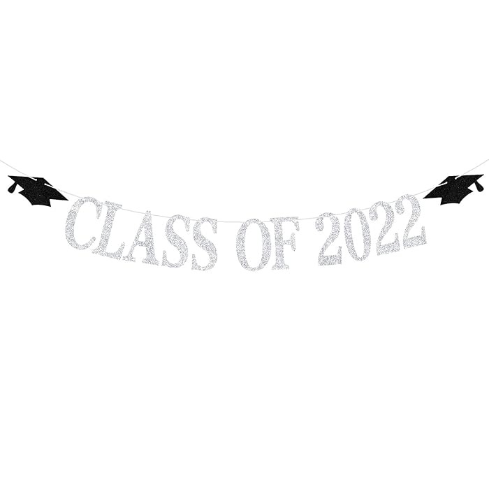Buy Silver Glitter Class of 2022 Banner - Graduation Decorations 2022 ...