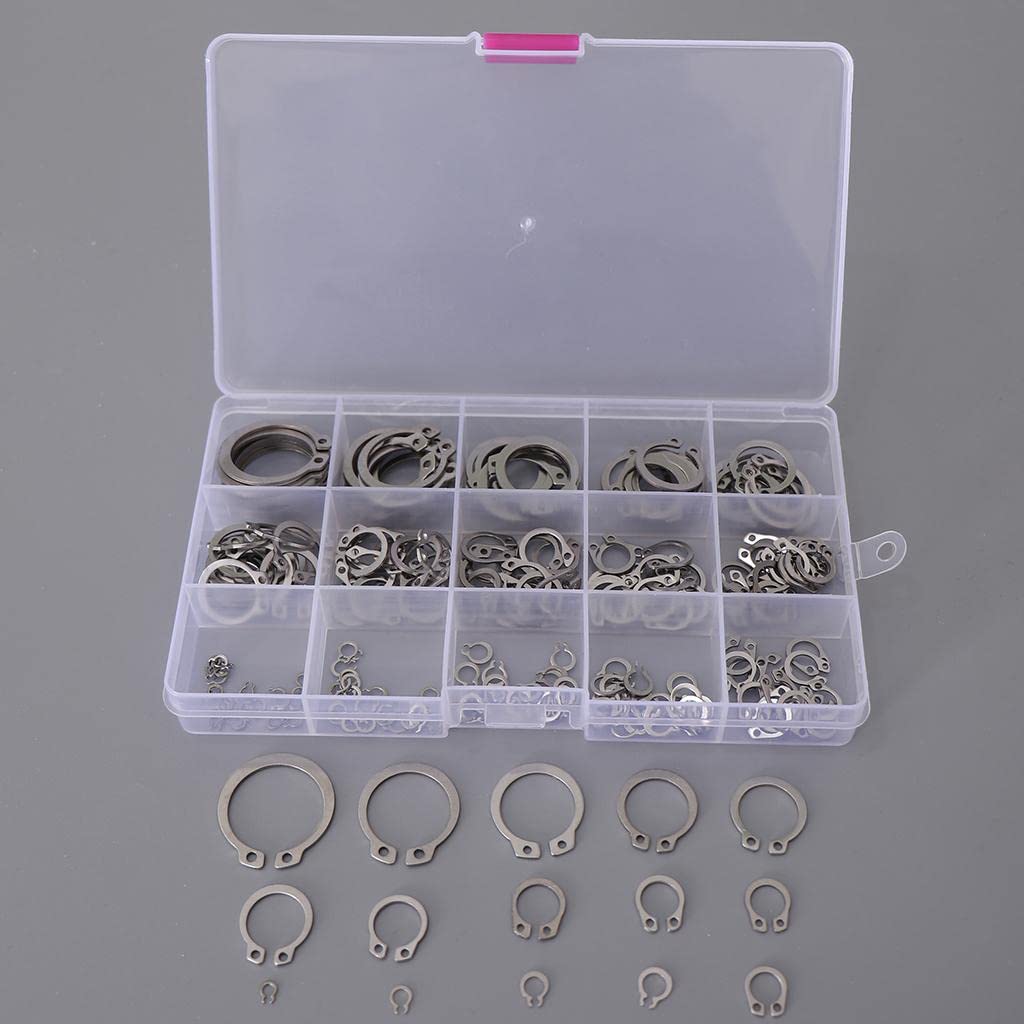 ATORSE® Circlip Set External Retaining Circlips Snap Ring Assortment ...