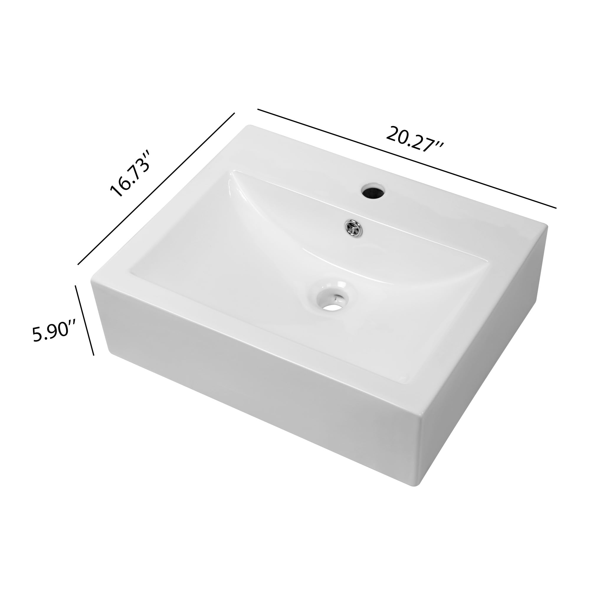 Snapklik.com : Wall Mount Vessel Sink - Kichae 21 X 16 Rectangle Wall Mounted Bathroom Sink ...