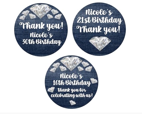 Amazon.com: Denim And Diamonds Birthday Party Stickers Or Favor Tags ...