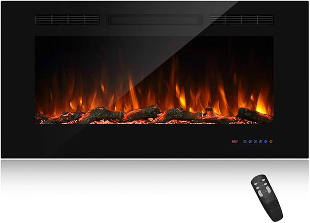 Masarflame 42" Recessed Electric Fireplace Insert, 5 Flame Settings ...