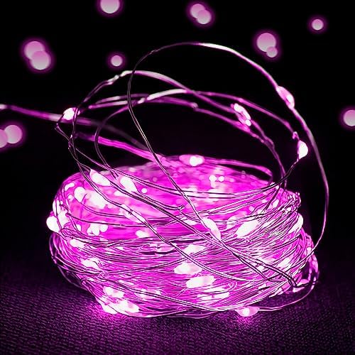 Amazon.com: RTGS 30 LEDs Pink Color String Lights Silver Wire Indoor ...