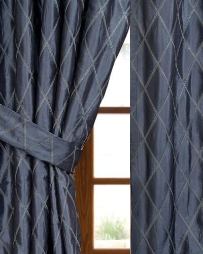 Amazon.com: Diamond Faux Silk Drapery Panel, 84" L, Blue : Home & Kitchen