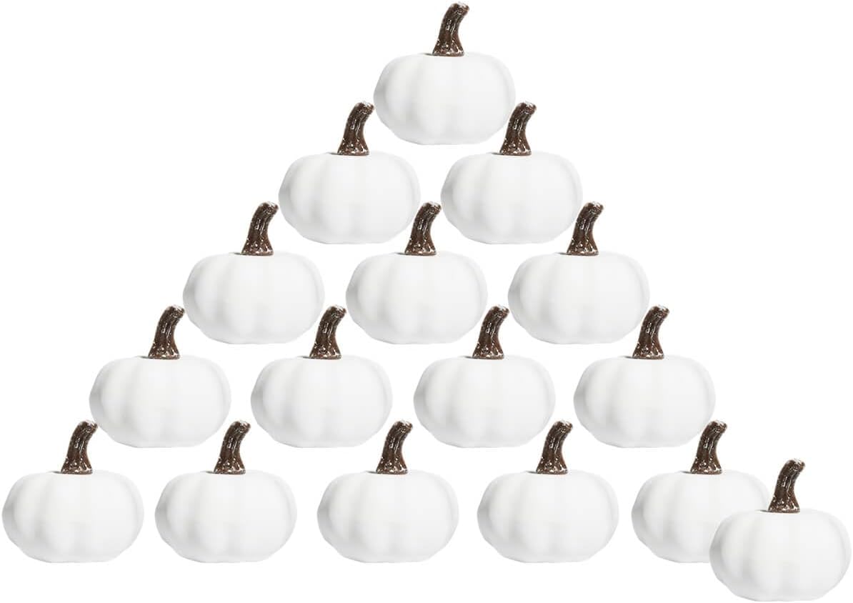 Amazon.com: Winlyn 48 Pcs Fall Rustic White Artificial Pumpkins Small ...