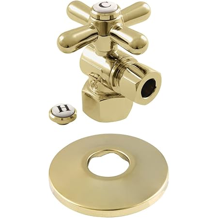 Westbrass Cross Handle Angle Stop Shut Off Valve, 1/2" IPS Inlet with 3 ...