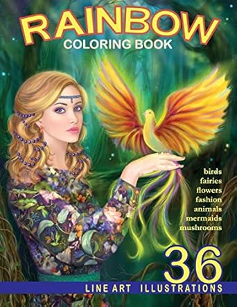 Amazon.com: Rainbow. Line Art Coloring Book: Coloring Book for Adults ...