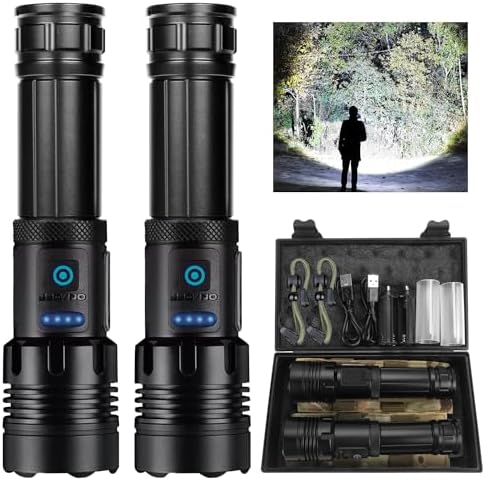 2 Pack Flashlights High Lumens, 1000,000 Lumens Super Bright ...