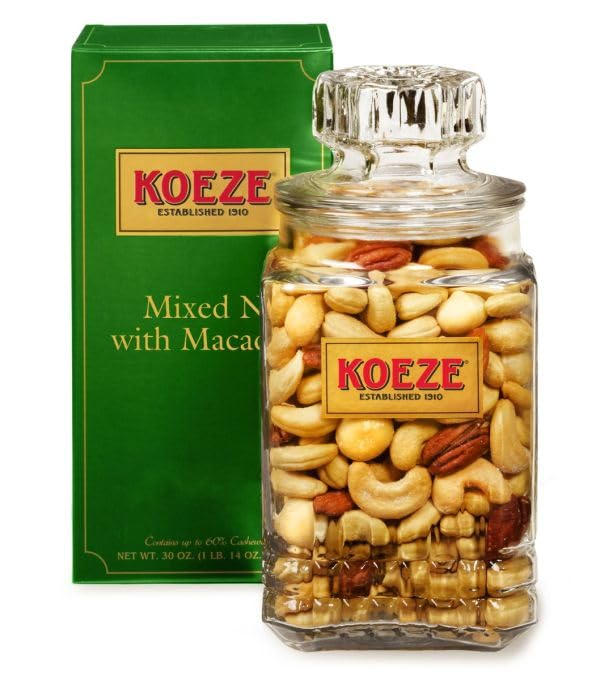 Amazon.com : Koeze Mixed Nuts with Macadamias - 30 oz. Decanter : Snack ...