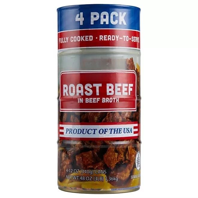 Amazon.com: Roast Beef in Beef Broth in a Can, 12 oz., 4 Pack, 3lbs ...