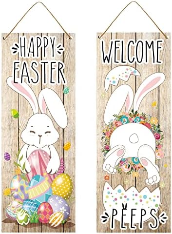 Amazon.com : Spring Easter Welcome Sign Set of 2 for Front Door Wall ...